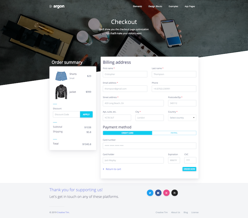 Argon Design System Pro Angular by Creative Tim