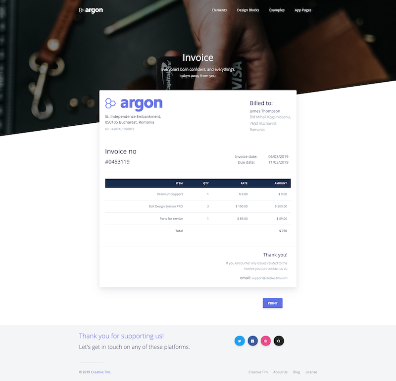 Argon Design System Pro Angular by Creative Tim